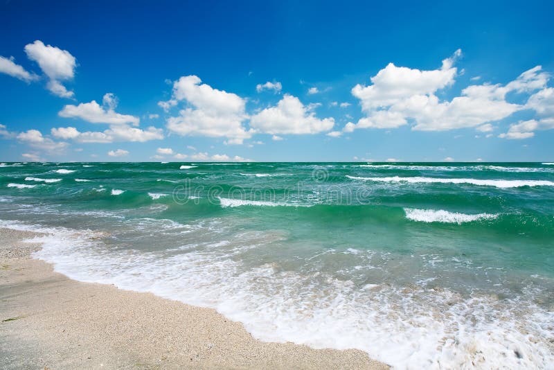Quiet Beach Sea Tropical Ocean on Summer Blue Sky and Background Stock ...