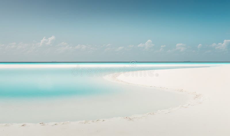 A Sandy Beach with Blue Water and Clouds in the Sky Stock Illustration ...