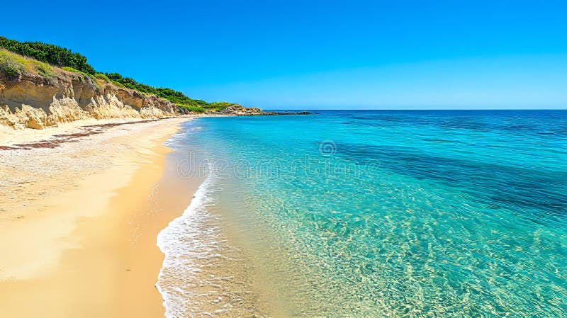 A Sandy Beach with Clear Blue Water and a Sandy Shoreline Stock Image ...