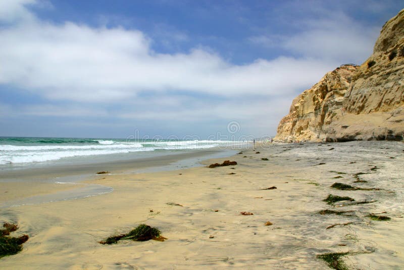 Sandy Beach with Cliffs Near San Diego, California Stock Image - Image ...