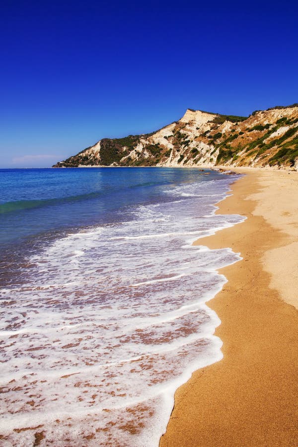 Sandy Beach on Corfu Island Stock Photo - Image of colorful, idyllic ...