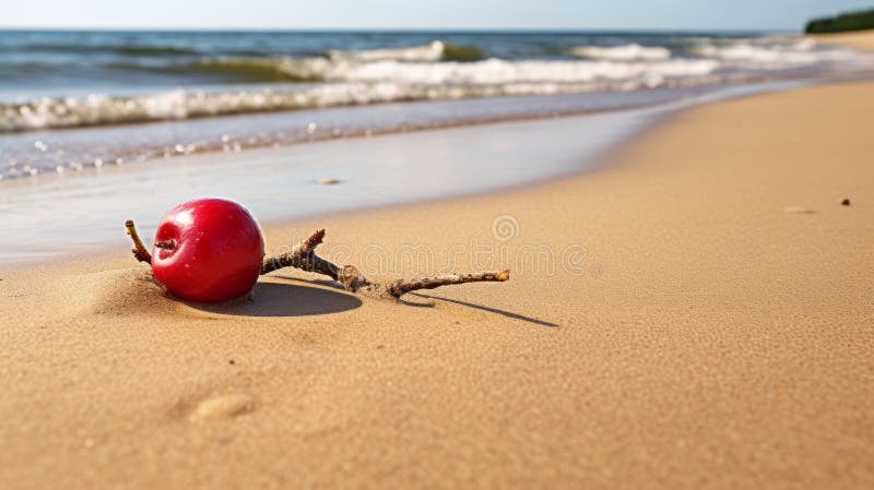 Sandy Beach Cranberry: a Captivating Photo of a Red Apple Stock ...