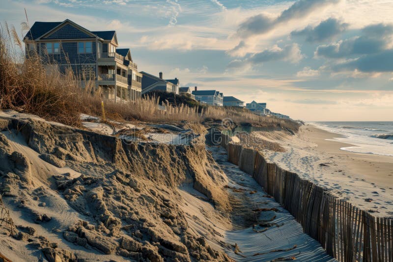 A Sandy Beach Flanked by a Row of Houses Along the Coast, Showcasing ...