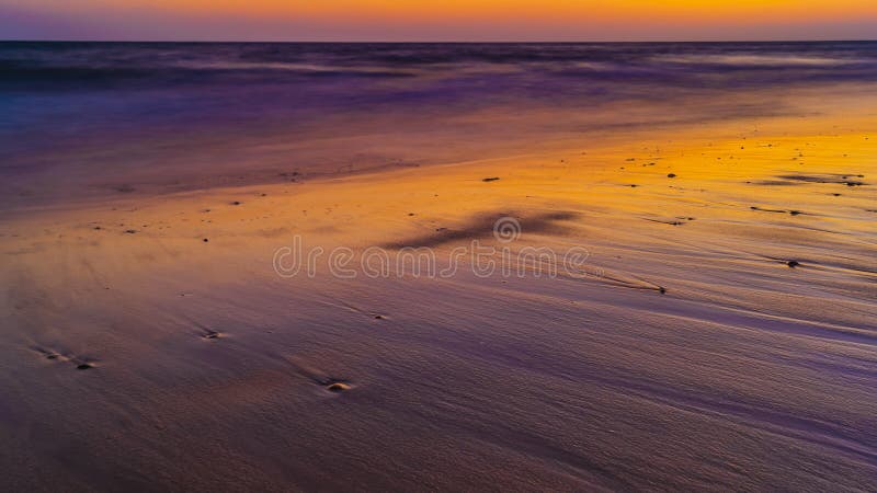 Sandy Beach Full of Shells at Sunset Stock Image - Image of beach ...
