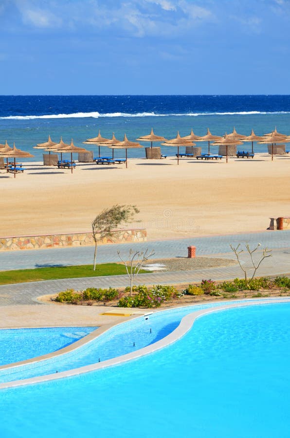 Beach at Hotel in Kiris (Kemer), Turkey Stock Photo - Image of palm ...