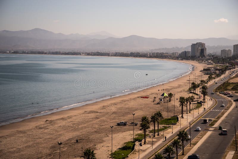 Sandy Beach in La Serena in the Sunrise Stock Photo - Image of water ...