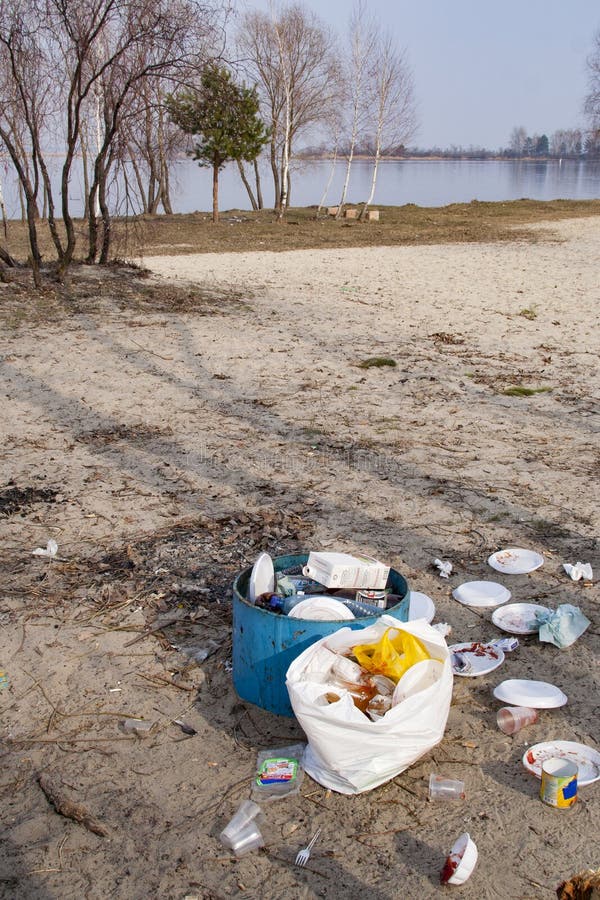 The Beach of the Sea is Littered with Plastic Bottles and Other Garbage ...