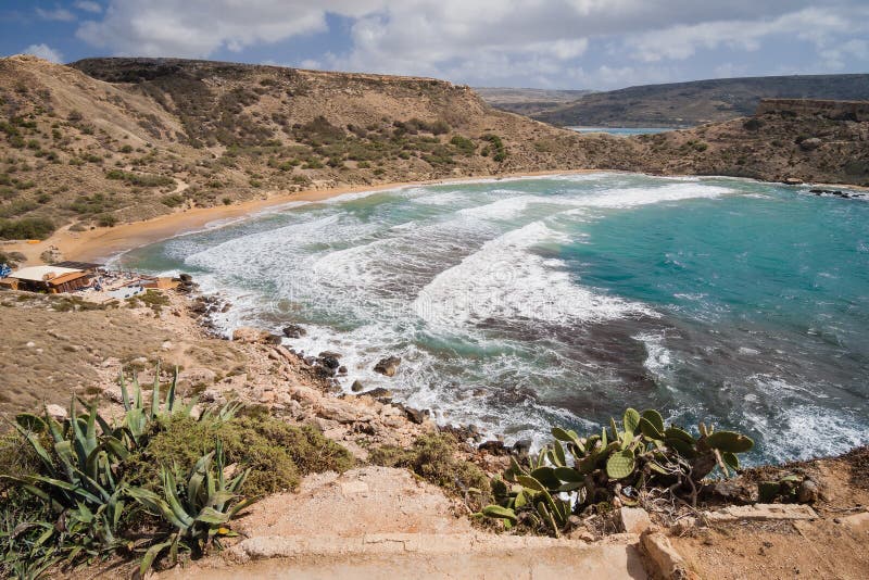 Sandy Beach on the Malta Island Stock Photo - Image of island ...