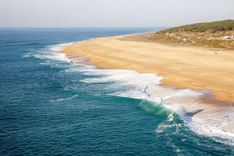 Sandy Beach of the Ocean, Side View. Stock Image - Image of greece ...