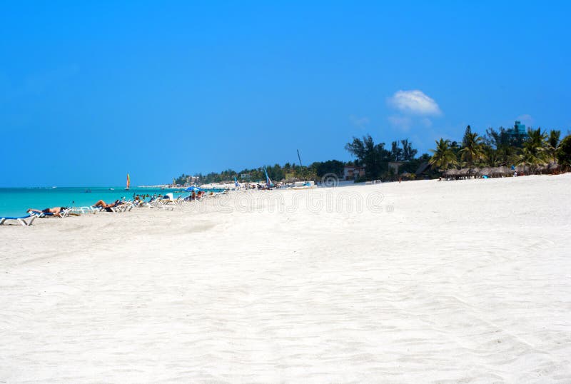 Sandy Beach with People Enjoying Summer Stock Image - Image of ...