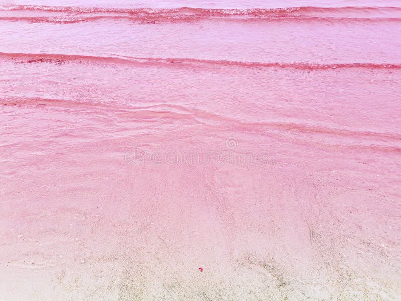 Sandy Beach and Pink Sea Waves Stock Photo - Image of water, summer ...