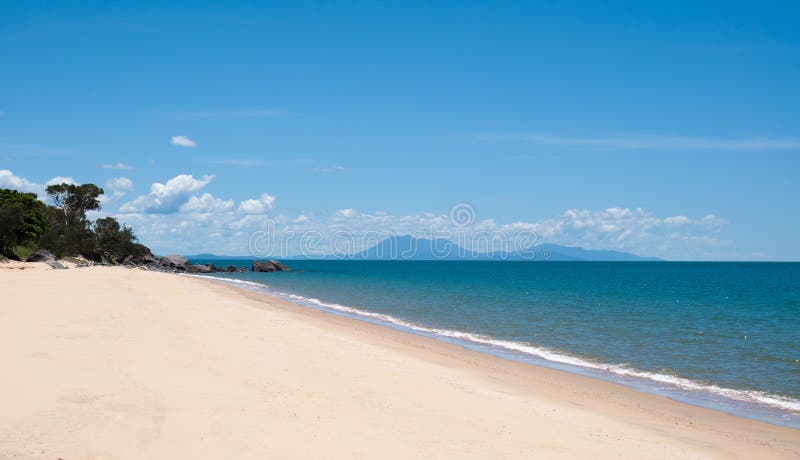 Sandy Beach in Queensland Australia Stock Photo - Image of leaves ...
