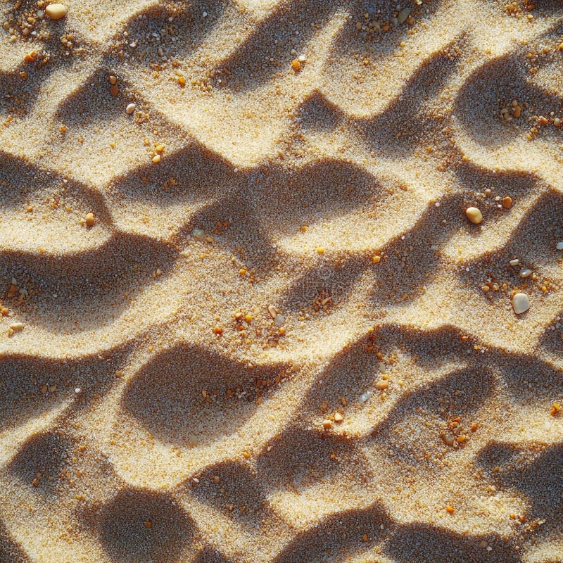 Sandy Beach Surface with Rippled Patterns and Small Pebbles Stock Photo ...