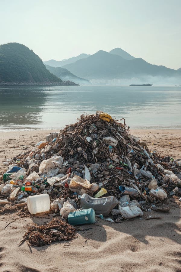 Sandy Beach Trash stock image. Image of leisure, debris - 373281355