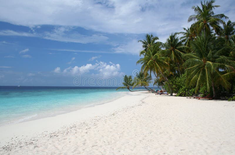 Sandy Beach and Tropical Sea Stock Photo - Image of turquoise, beach ...