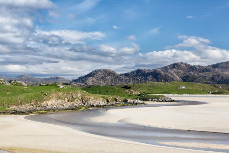 Sandy Beach of Uig on Lewis Stock Image - Image of mountains, beach ...