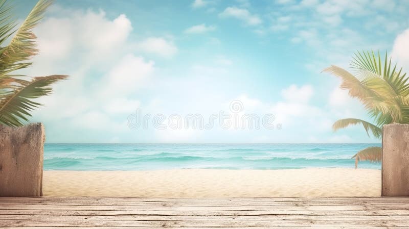 Sandy Beach Vacation Themed Background, with Empty Copy Space ...