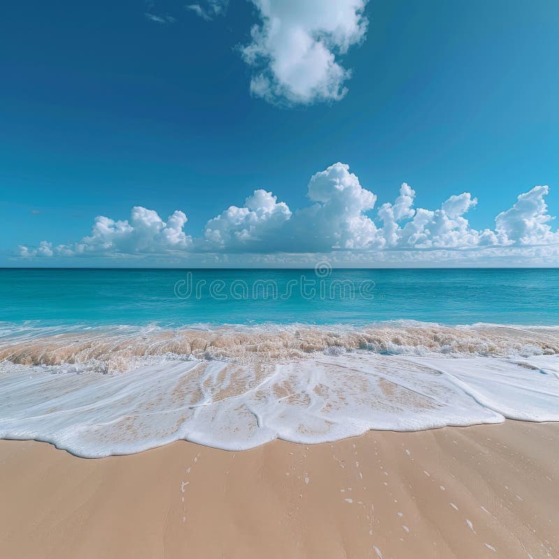 Sandy Beach with Waves stock illustration. Illustration of summer ...