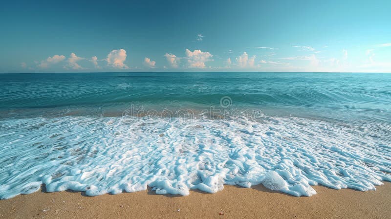 Sandy Beach with Waves Rolling in and Out Stock Photo - Image of marine ...