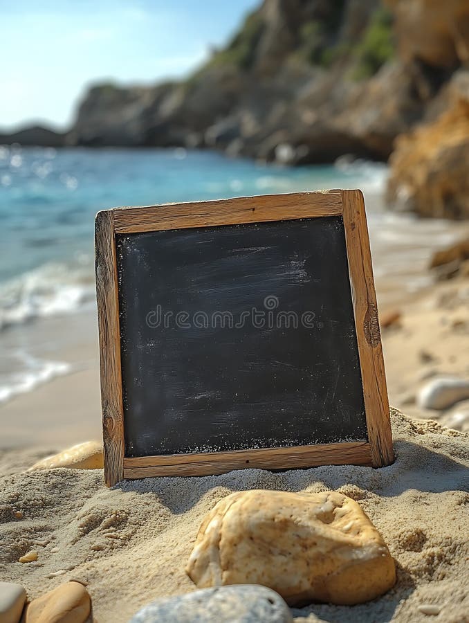 Sandy Blackboard Dreams Summer Beach Template Stock Image - Image of ...