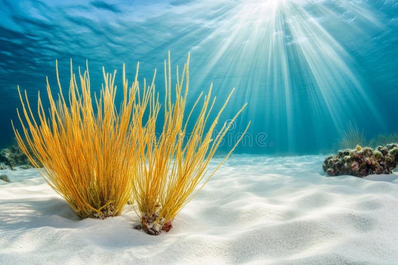 A Sandy Bottom Supports a Field of Sea Grass in an Underwater Setting ...