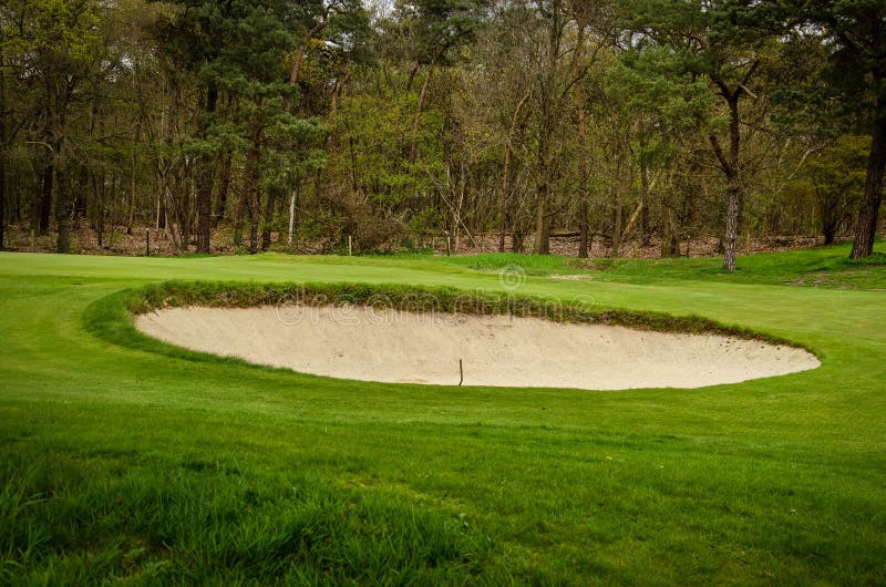 Sandy Bunker in a Golf Course Stock Photo - Image of spring ...