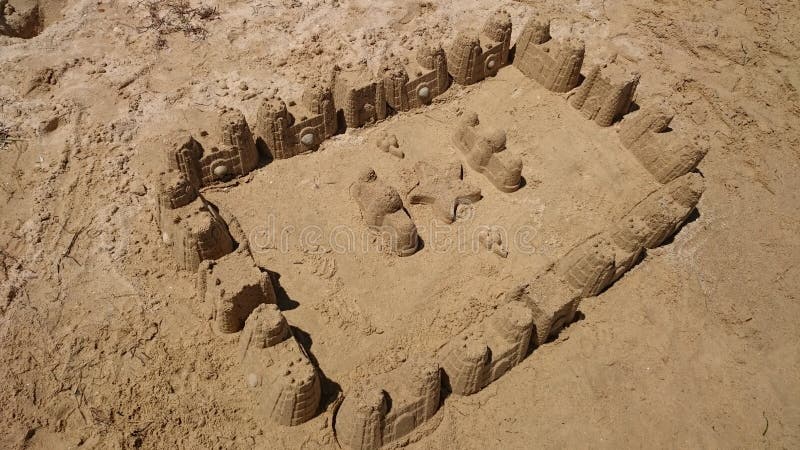 Sandy Castle on the Sandy Beach Stock Image - Image of square, beach ...