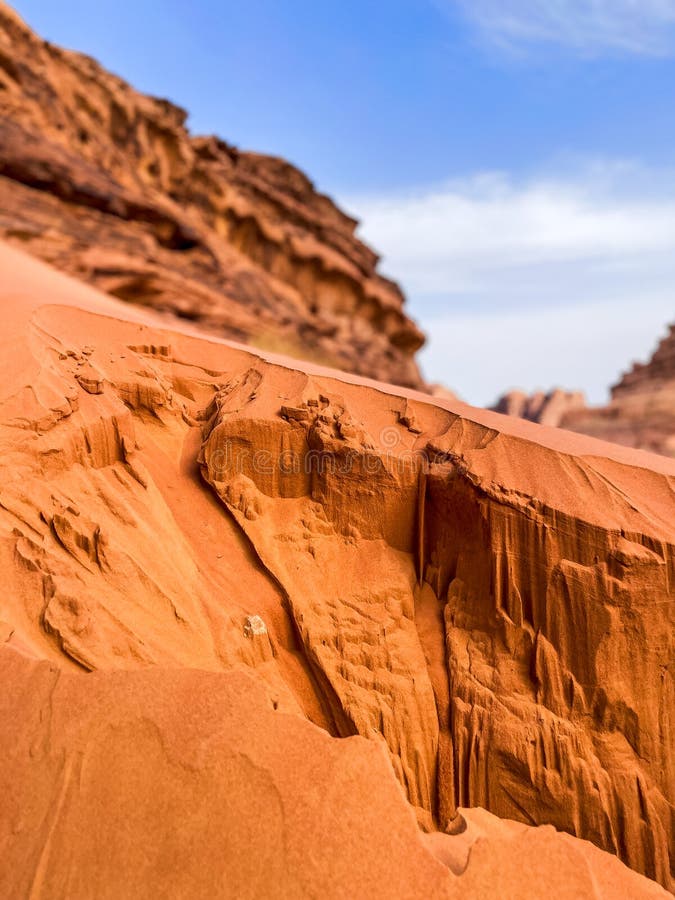 A Sandy Cliff in the Desert Under the Blue Sky Showing the Vast Rocks ...