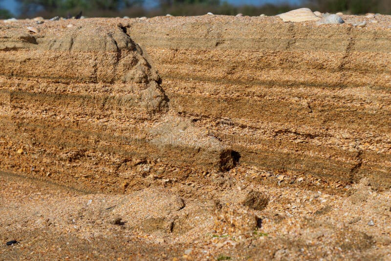 Sandy Cliff. Small Sandy Wall Stock Image - Image of grit, erosion ...