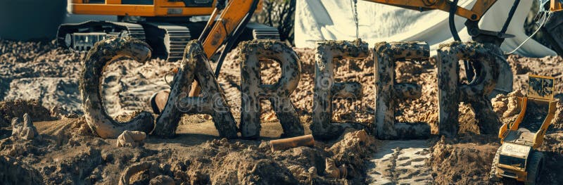 Sandy Construction Ground with Massive Concrete Career Letters ...