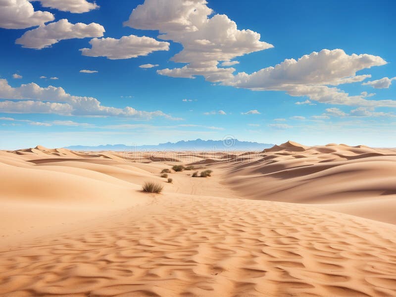 A Sandy Desert with Blue Sky and Clouds Stock Illustration ...