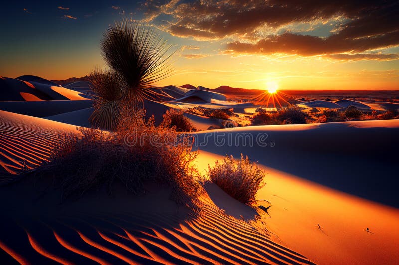 Sandy Desert Landscape, Sand, Dune, Generative Ai Illustration Stock ...