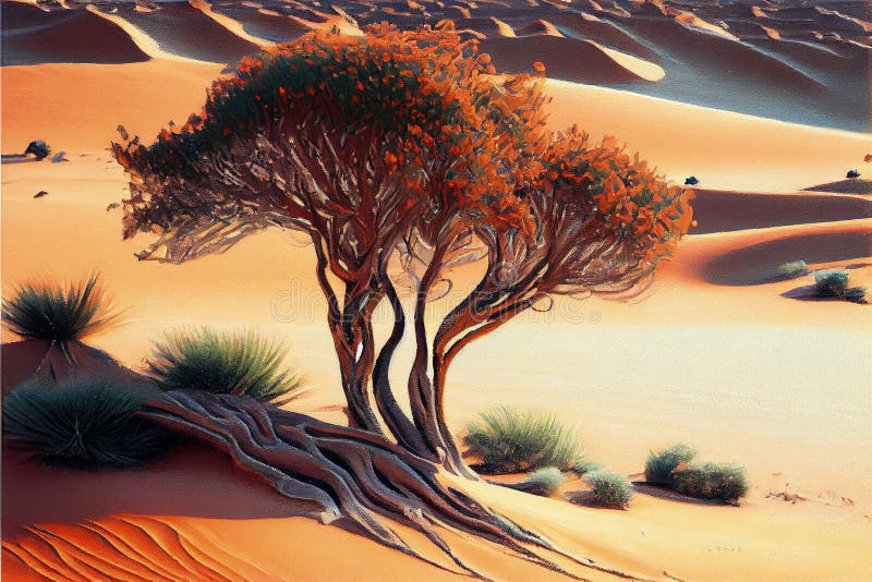 Sandy Desert Landscape, Sand, Dune, Generative Ai Illustration Stock ...