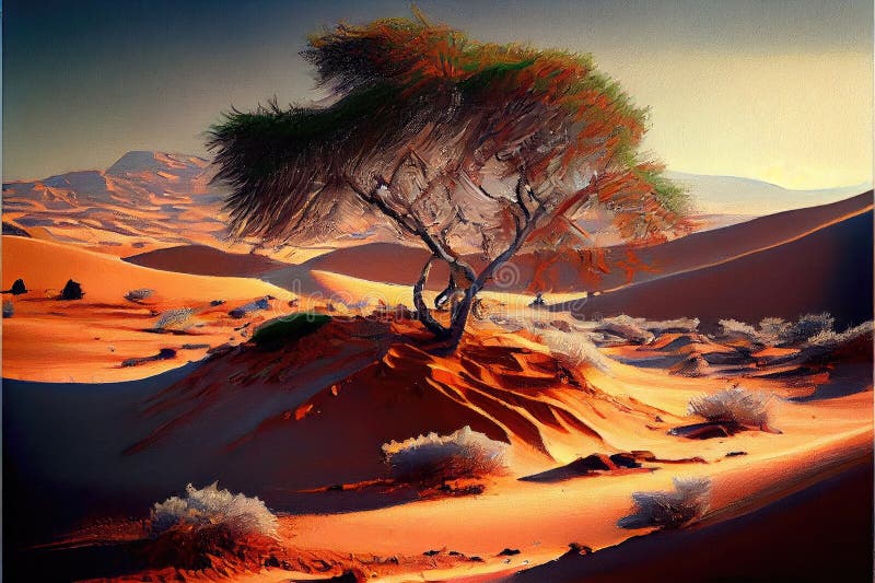 Sandy Desert Landscape, Sand, Dune, Generative Ai Illustration Stock ...