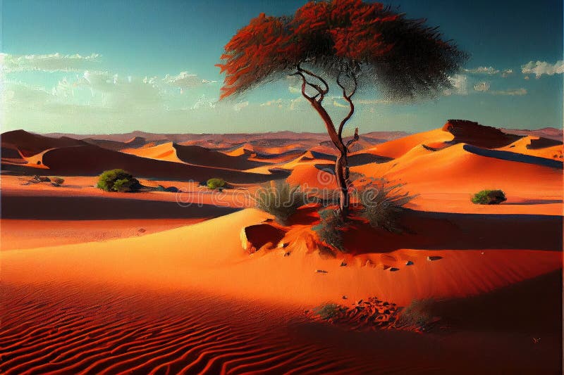 Sandy Desert Landscape, Sand, Dune, Generative Ai Illustration Stock ...