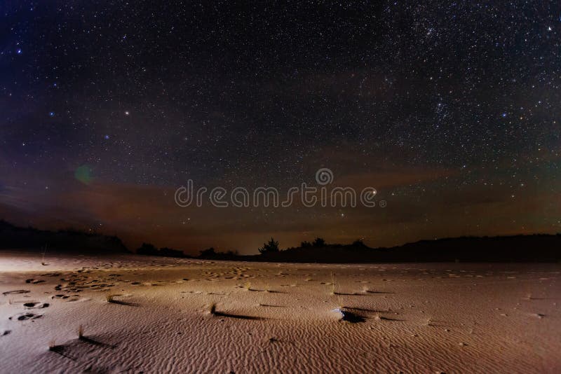 The Sandy Desert Landscape at Starry Night Stock Photo - Image of empty ...