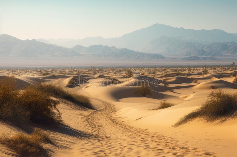 Sandy Desert Scape Generative Ai Stock Illustration - Illustration of ...