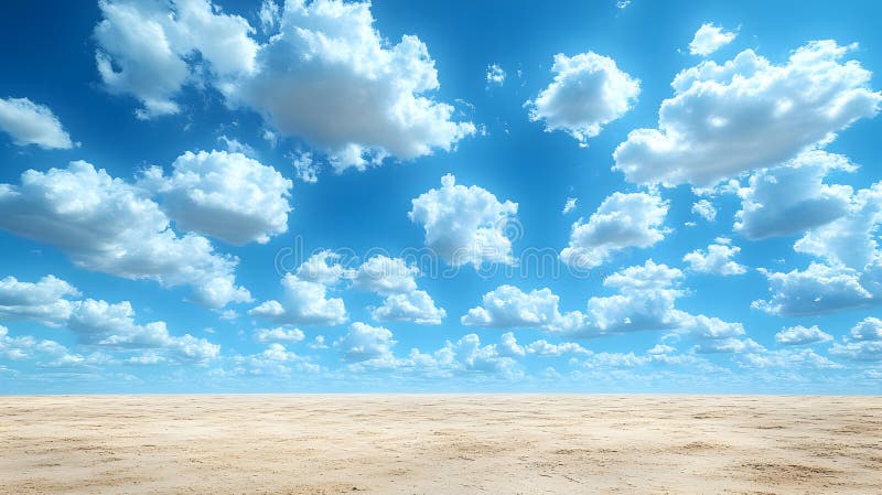 Sandy Desert Under a Blue Sky with White Clouds - Realistic Background ...