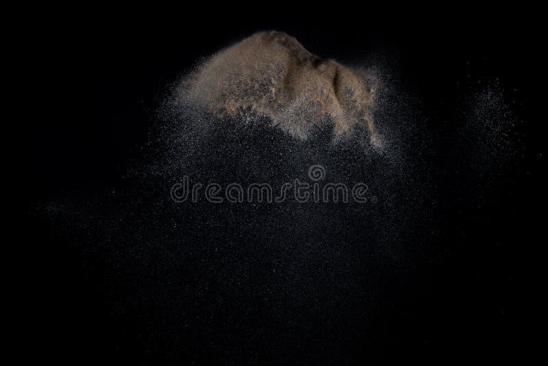 Sandy Explosion Isolated on Black Background. Stock Image - Image of ...