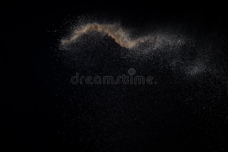 Sandy Explosion Isolated on Black Background. Stock Image - Image of ...