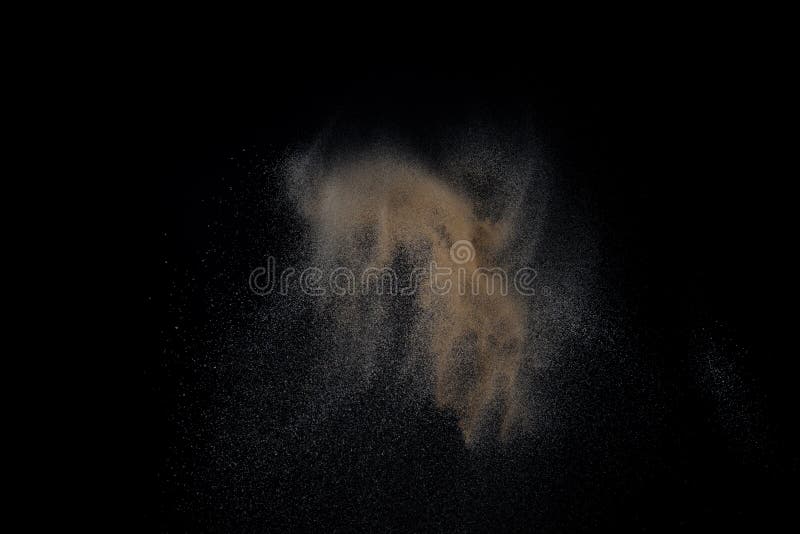 Sandy Explosion Isolated on Black Background. Stock Photo - Image of ...