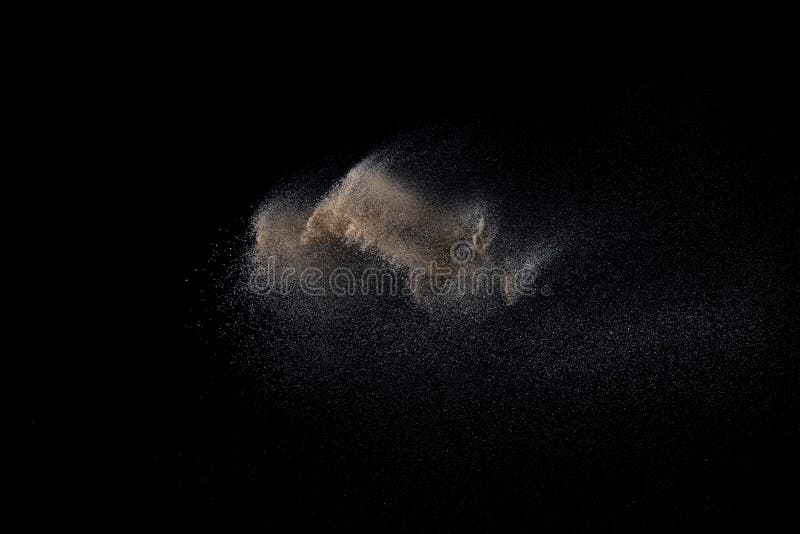 Sandy Explosion Isolated on Black Background. Stock Photo - Image of ...
