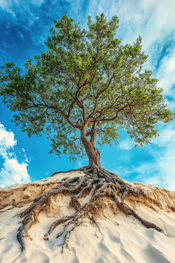 Sandy Hill with Tree stock image. Image of mountain - 378183297