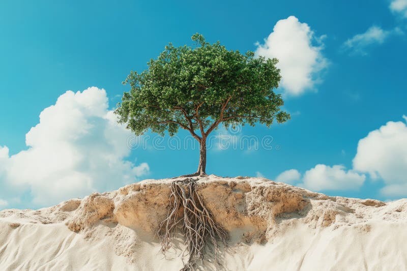 Sandy hill with tree stock image. Image of generated - 379220005