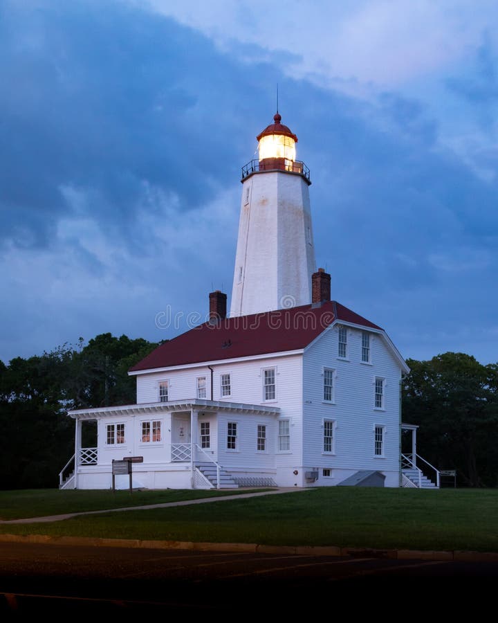 Sandy Hook Lighthouse during Twilight Stock Image - Image of sandy ...