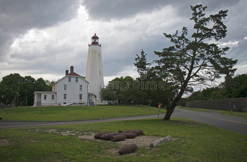 Sandy Hook Lighthouse Under Dramatic Skies -90 Stock Image - Image of ...