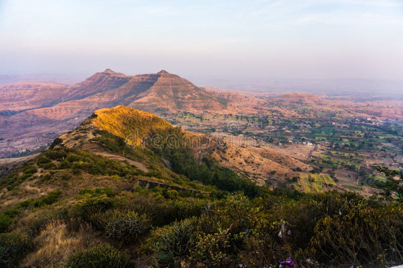 Sandy Mountains and Misty Hills Stock Photo - Image of bushes ...