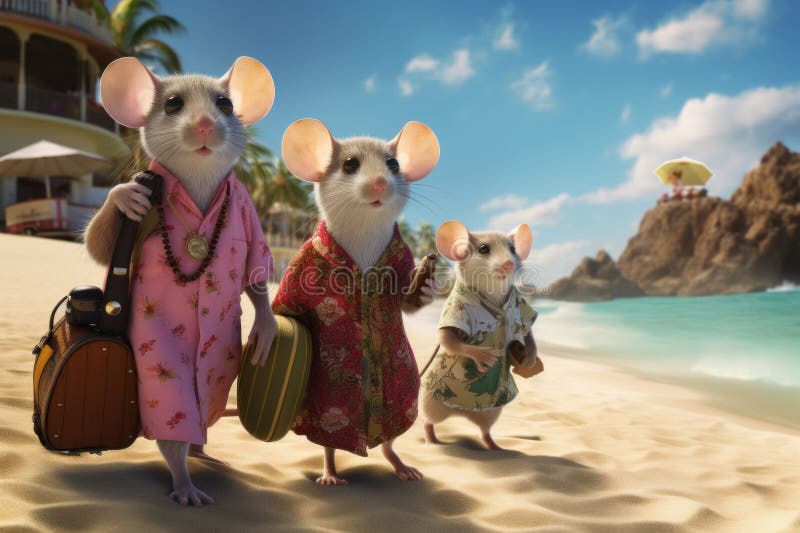 Sandy Mouse Beach Vacation. Generate Ai Stock Illustration ...