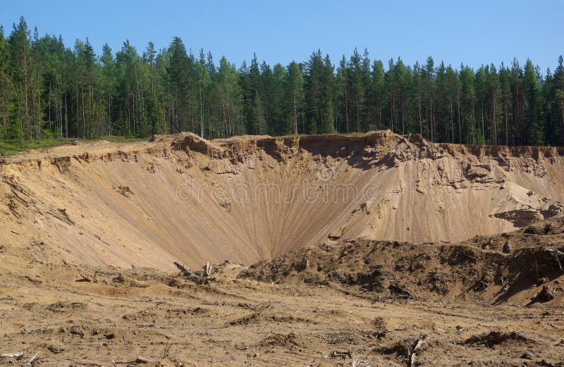 Sandy open-cast mine stock photo. Image of pine, open - 18925388