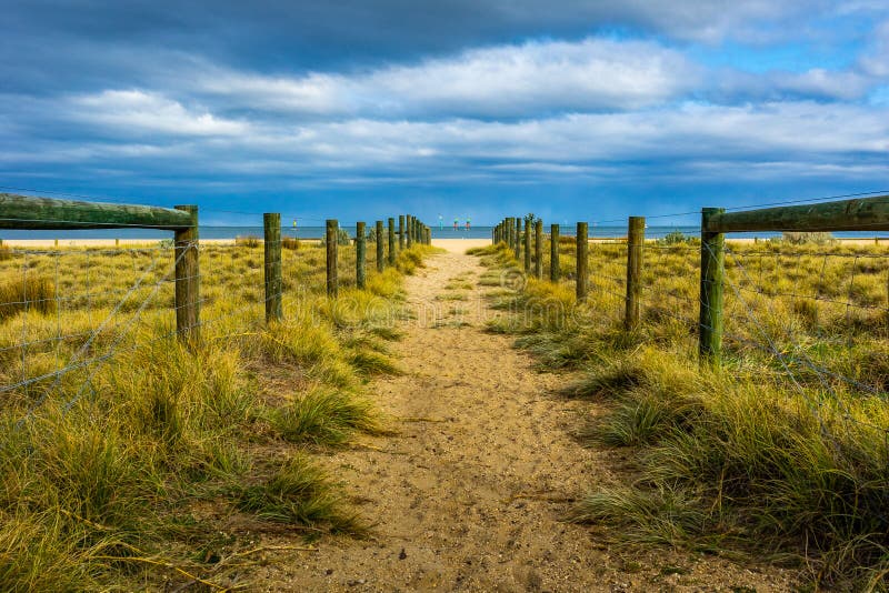 Foot Path To the Port Melbourne Beach Stock Photo - Image of footpath ...